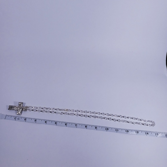 Jewelry | Sparkly Silver Rhinestone Cross With Chain | Poshmark